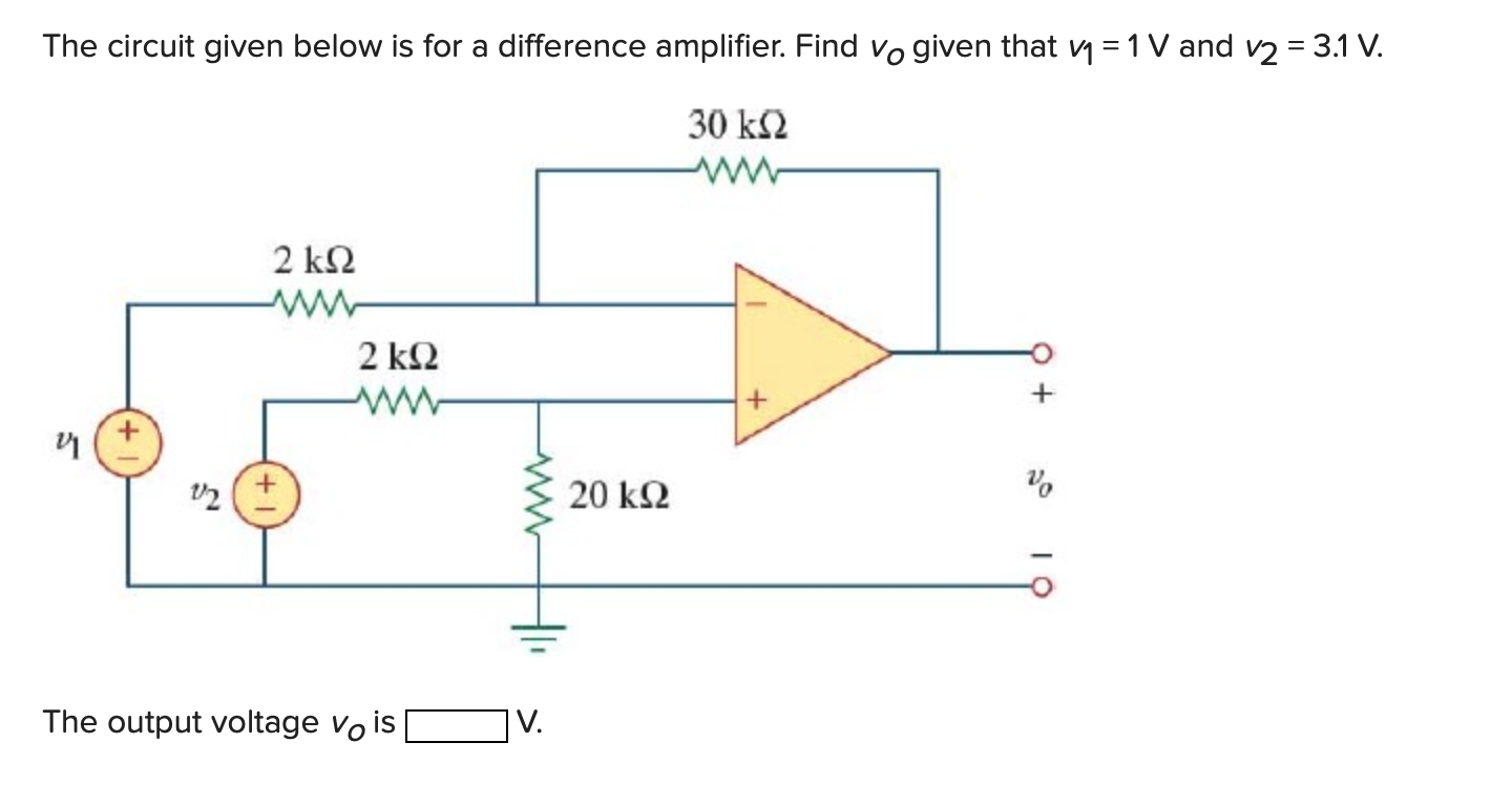 Solved The circuit given below is for a difference | Chegg.com