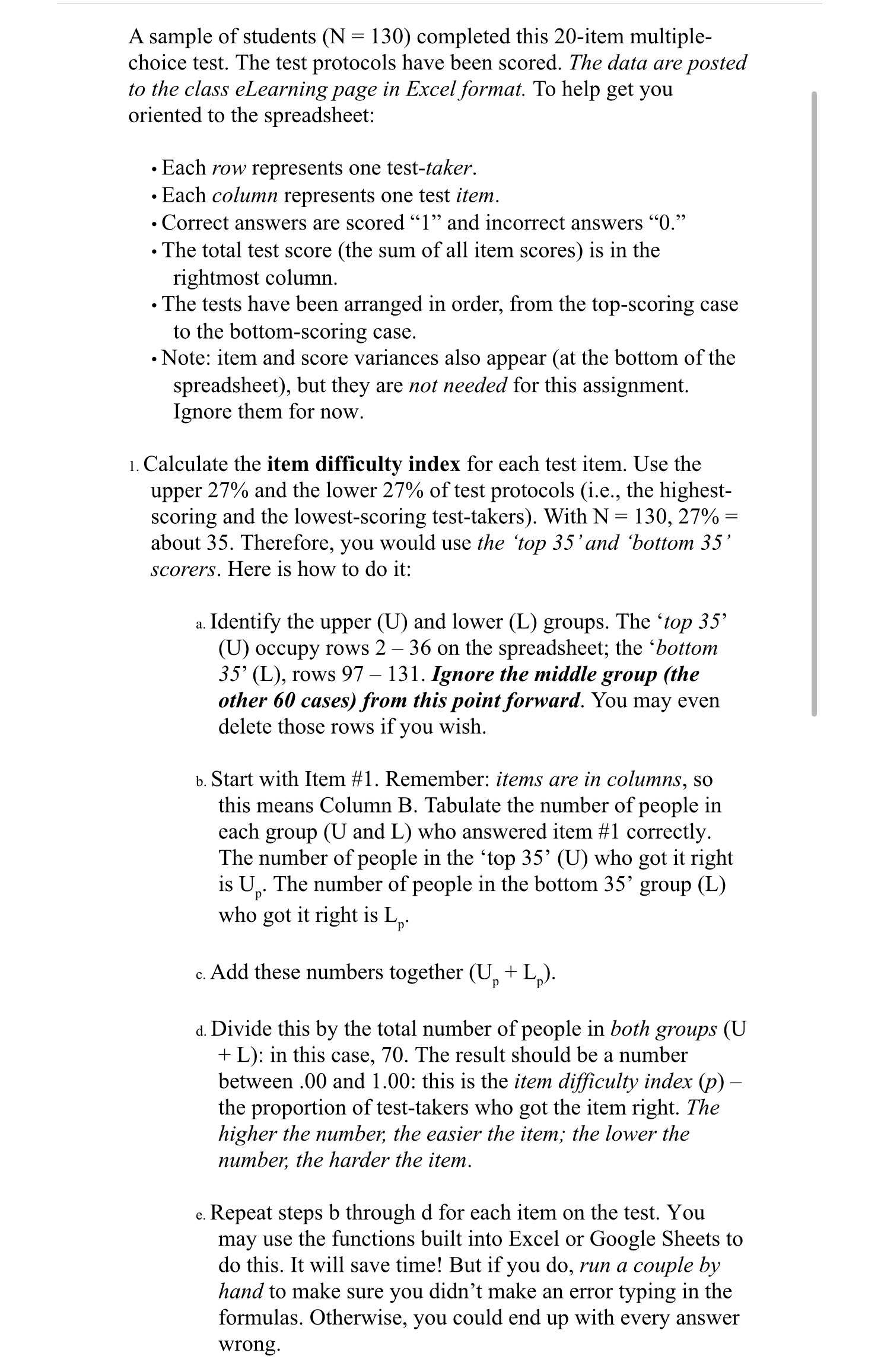 A sample of students )=(130 ﻿completed this 20-item | Chegg.com