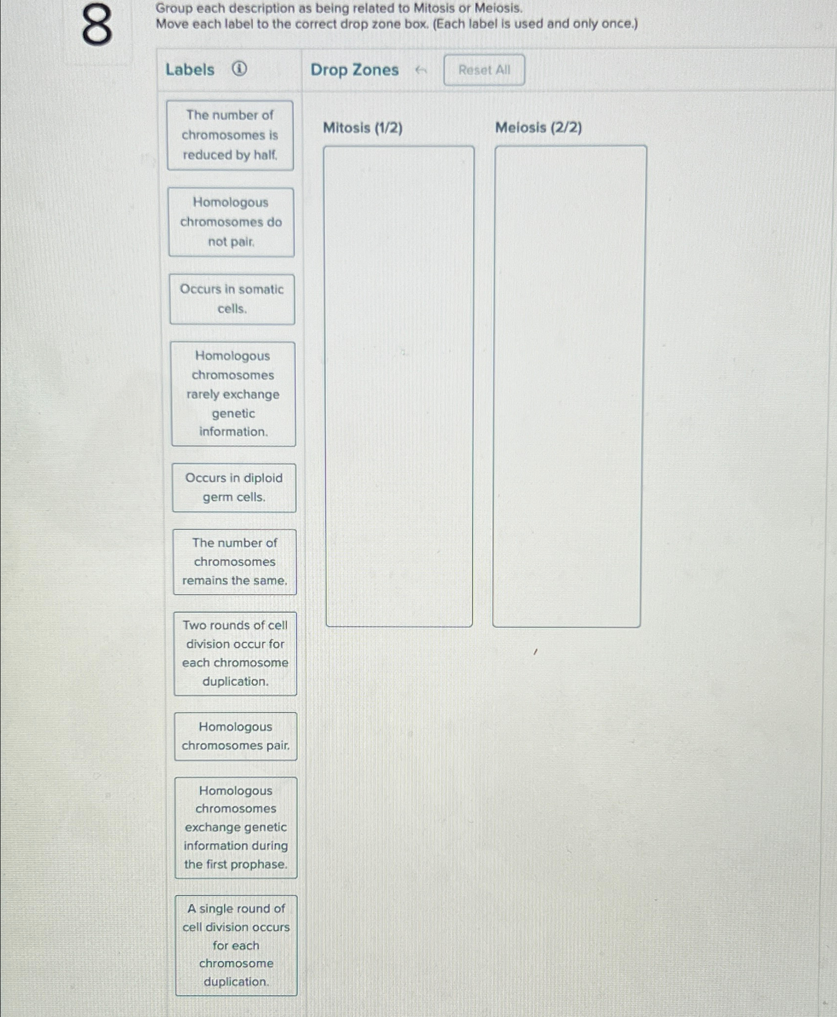 Group each description as being related to Mitosis or | Chegg.com