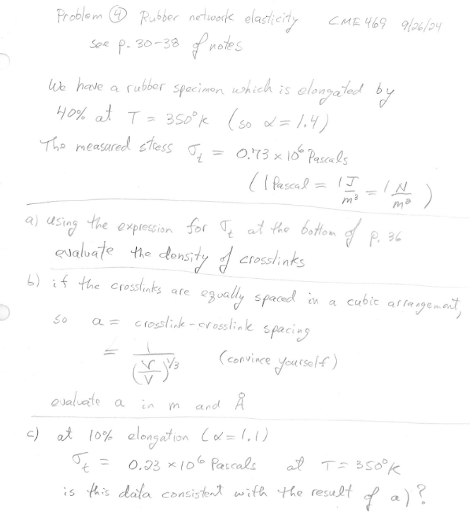 Solved Problem (4) ﻿Rubber network elasticity CME | Chegg.com