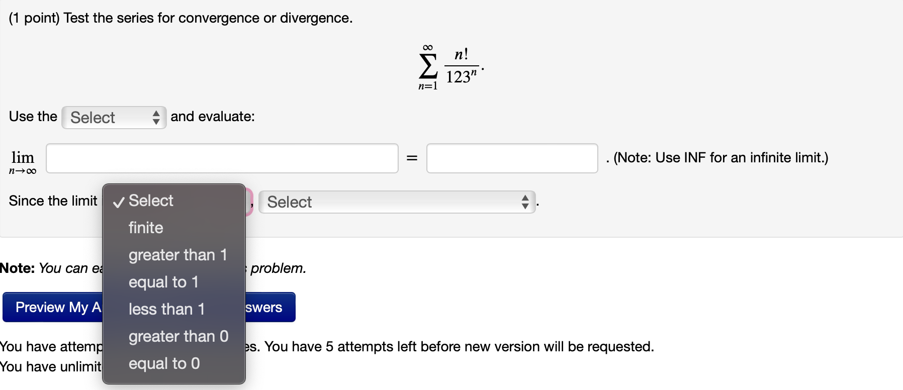 Solved (1 point) Test the series for convergence or | Chegg.com Solved (1 point) Test the series for convergence or | Chegg.com