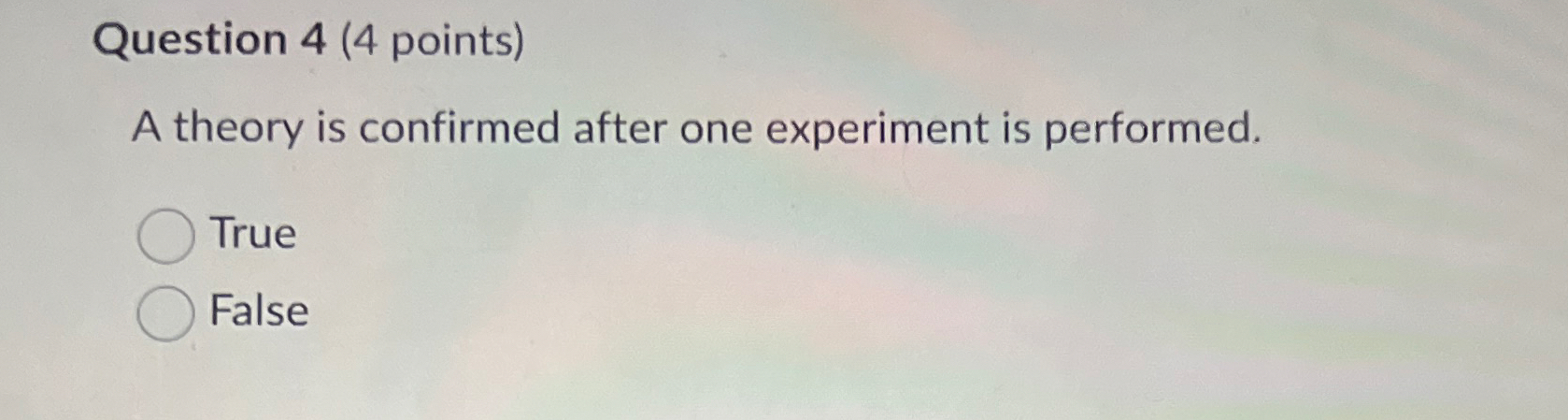 Question 4 (4 ﻿points)A theory is confirmed after one | Chegg.com