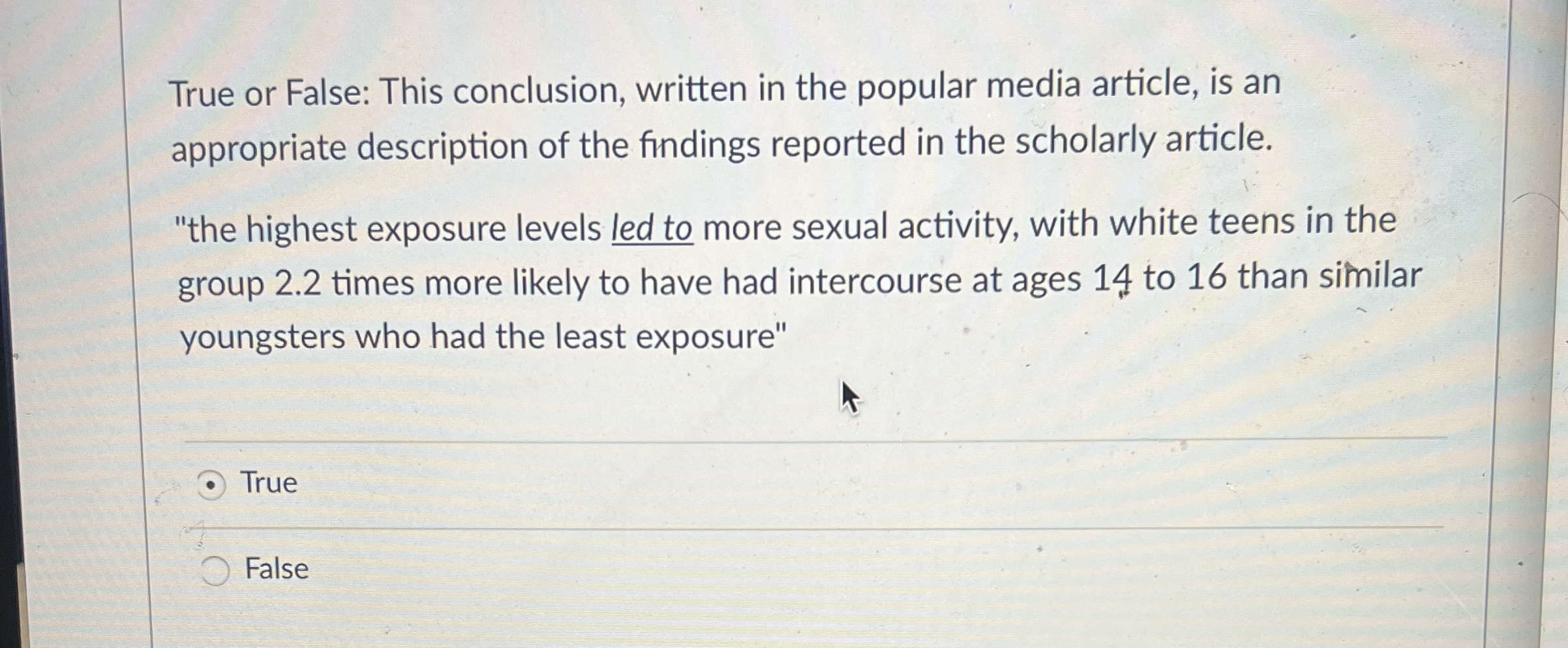 Solved True or False: This conclusion, written in the | Chegg.com