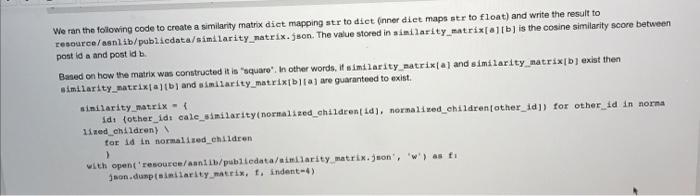 Solved complete the function calc_similarity(vector_0, | Chegg.com
