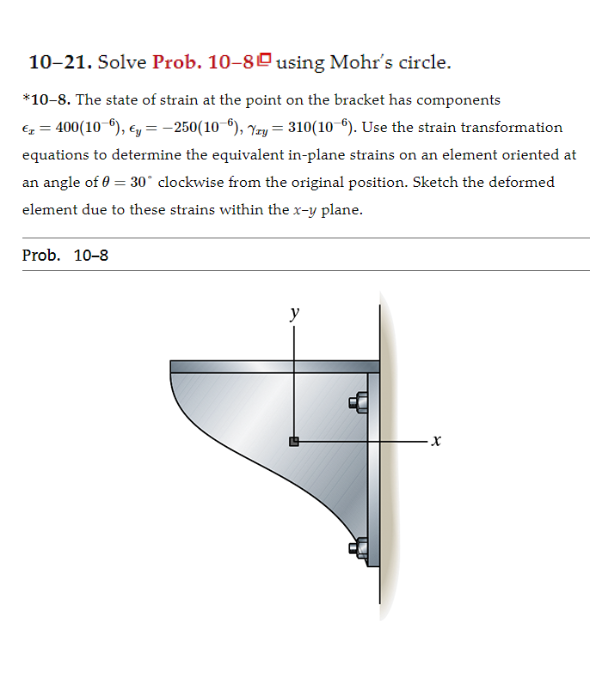 Solved 10-21. Solve Prob. 10-8 using Mohr's circle.*10-8. | Chegg.com Solved 10-21. Solve Prob. 10-8 using Mohr's circle.*10-8. | Chegg.com