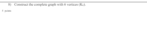 Solved Construct the complete graph with 6 ﻿vertices (K6). | Chegg.com