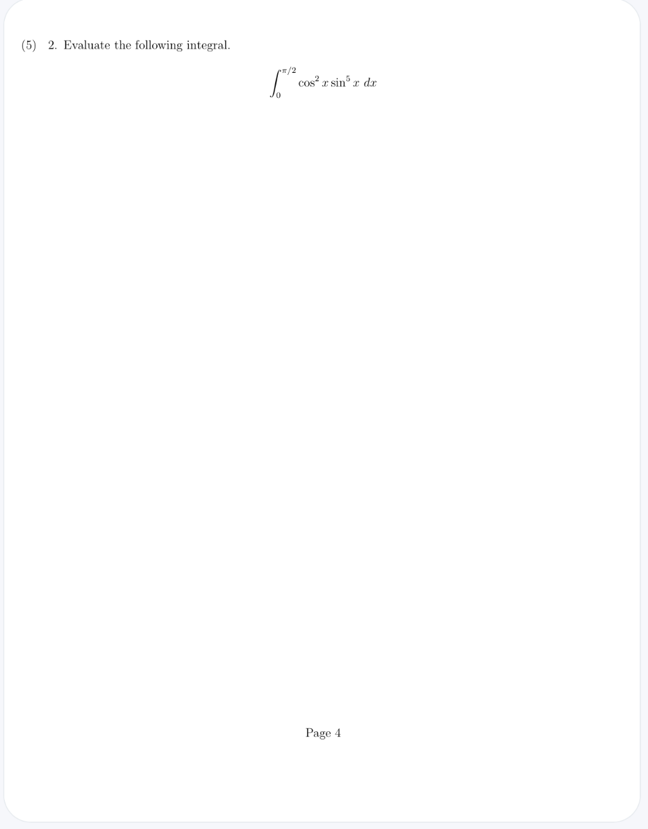 Solved (5) 2. ﻿Evaluate the following | Chegg.com