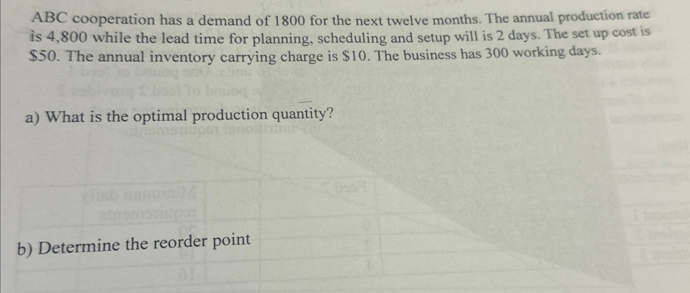 Solved ABC cooperation has a demand of 1800 ﻿for the next | Chegg.com