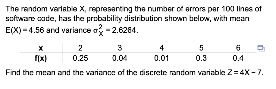 Solved The random variable x, ﻿representing the number of | Chegg.com