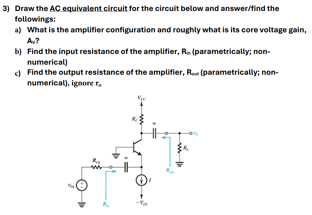 Solved Draw the AC equivalent circuit for the circuit below | Chegg.com