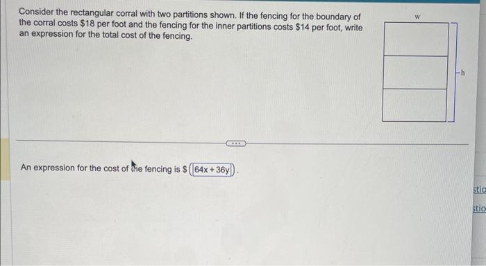 Solved Consider the rectangular corral with two partitions | Chegg.com