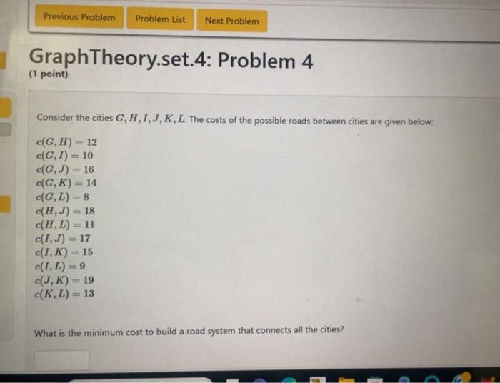Solved GraphTheory.set.4: Problem 4 (1 point) Consider the | Chegg.com