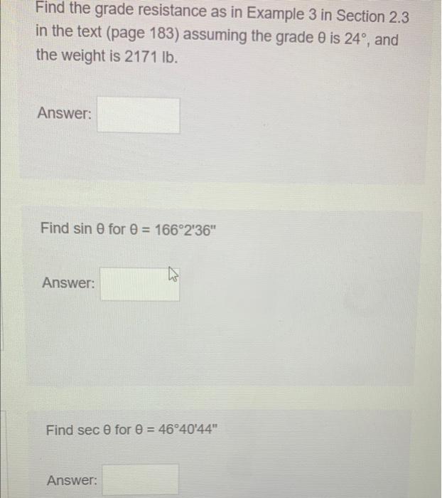 Solved Find the grade resistance as in Example 3 in Section | Chegg.com