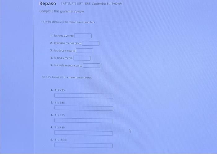 Complete this grammar review. Fill in the blanks with | Chegg.com
