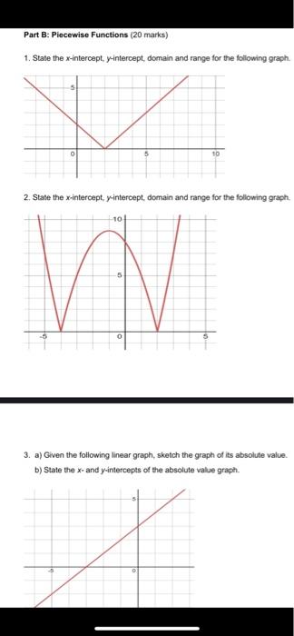 Solved 1. State the x-intercept, y-intercept, domain and | Chegg.com