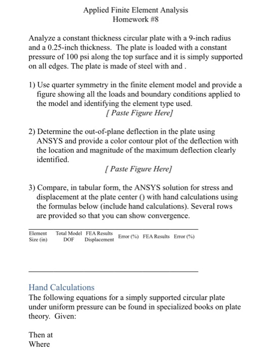 Solved Applied Finite Element Analysis Homework #8 Analyze a | Chegg.com
