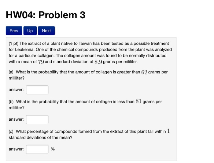 Solved HW04: Problem 1 Prev Up Next (1 pt) Determine the | Chegg.com