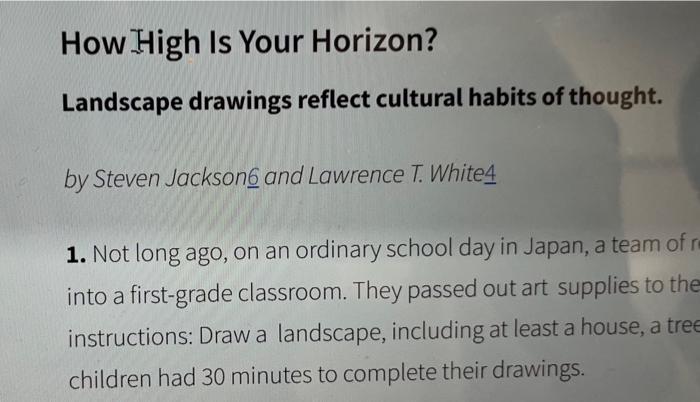 How High Is Your Horizon? Landscape drawings reflect | Chegg.com