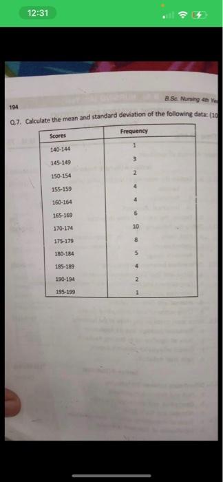 Solved 104 Q7. Calculate the mean and standard deviation of | Chegg.com