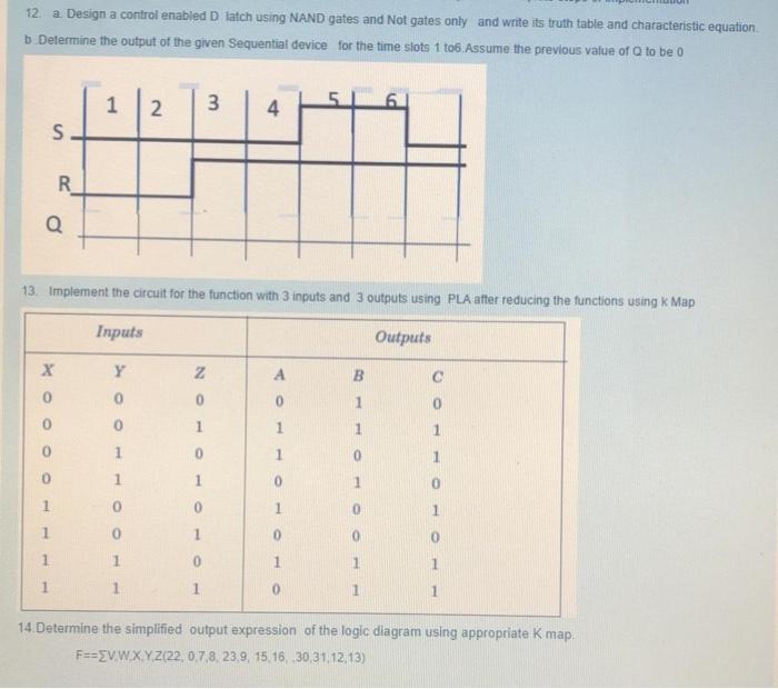 Solved 12. a Design a control enabled D latch using NAND | Chegg.com