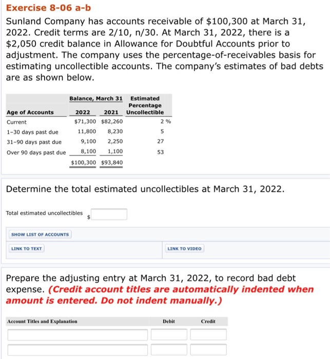Solved Exercise 8-03 (Part Level Submission) At the | Chegg.com
