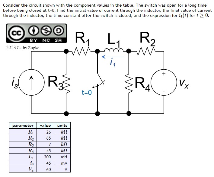 Solved Consider the circuit shown with the component values | Chegg.com