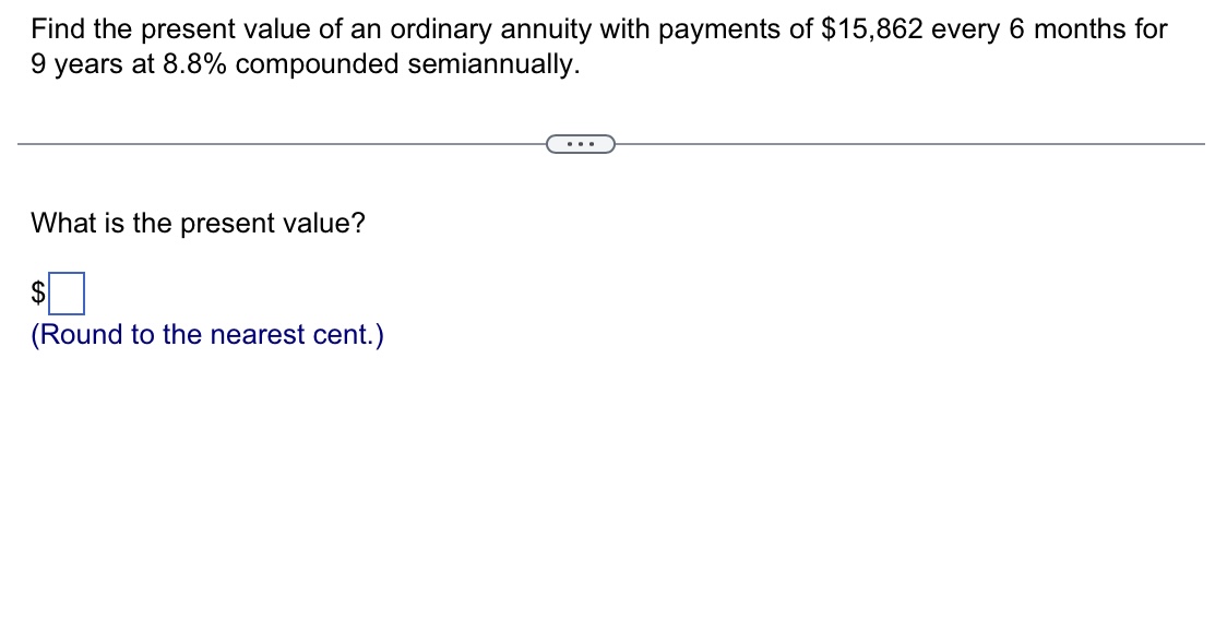 Solved Find the present value of an ordinary annuity with | Chegg.com