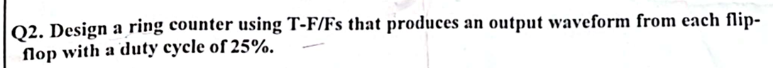 Solved Q2. ﻿Design a ring counter using T-F/Fs that produces | Chegg.com