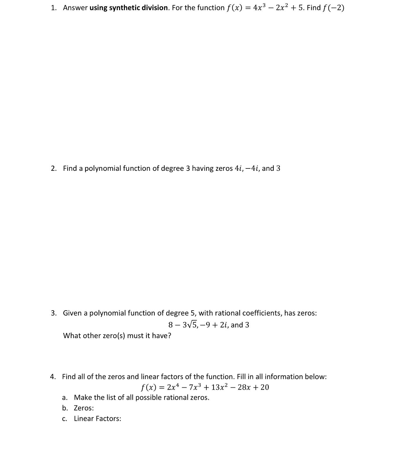 Solved Answer using synthetic division. For the function | Chegg.com