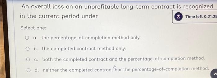 Solved An overall loss on an unprofitable long-term contract | Chegg.com
