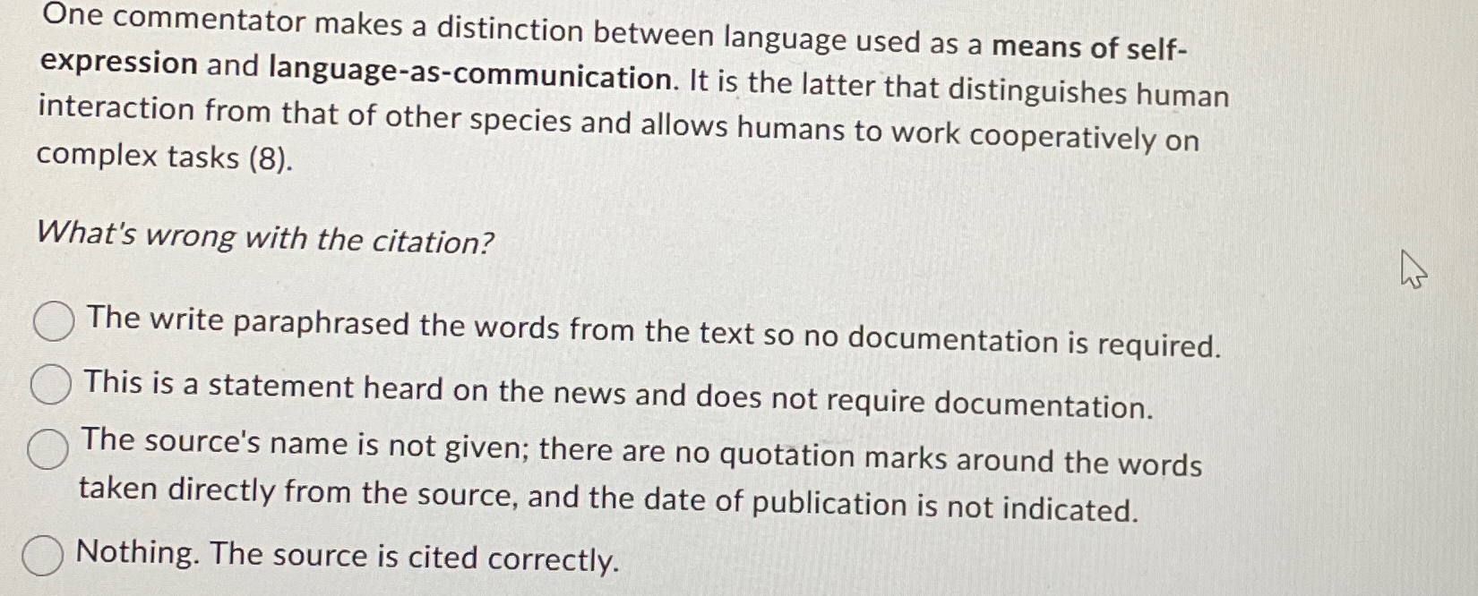 Solved One commentator makes a distinction between language | Chegg.com