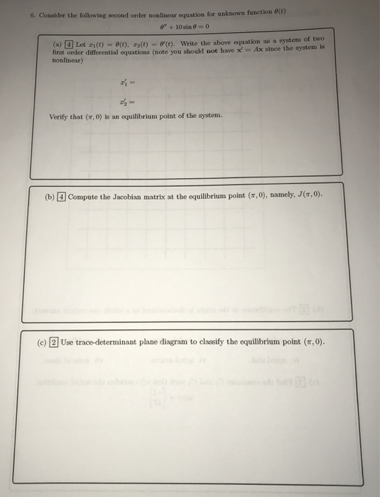 Solved 6. Consider the following second order nonlinear | Chegg.com
