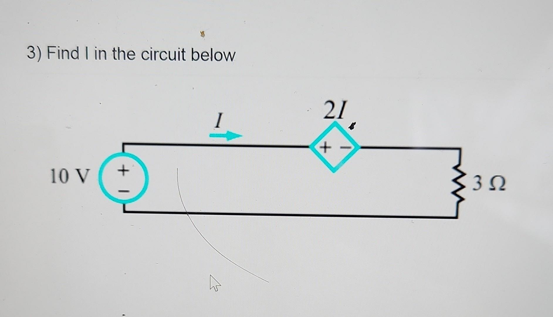 Solved 3) Find I in the circuit below | Chegg.com