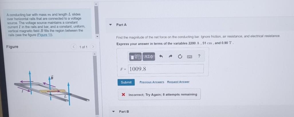 Solved A conducting bar with mass m and length L slides over | Chegg.com