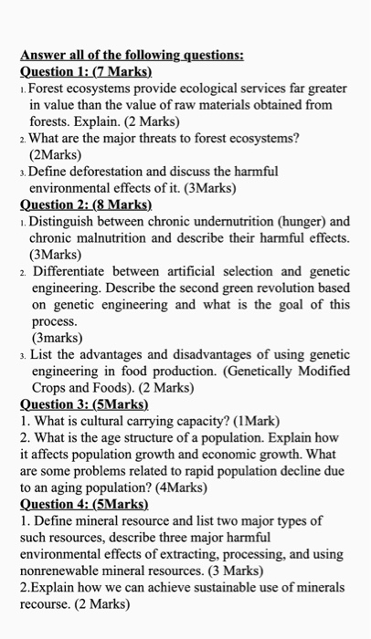 Solved Answer all of the following questions: Question 1: (7 | Chegg.com