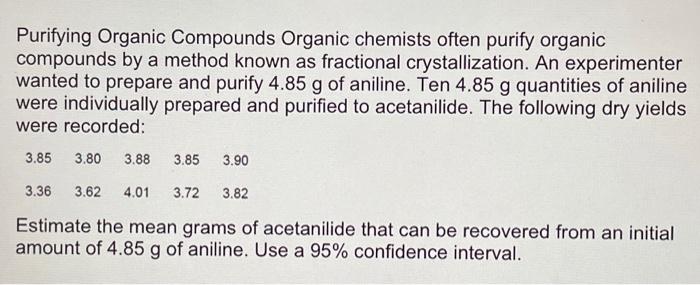 Solved Purifying Organic Compounds Organic chemists often | Chegg.com