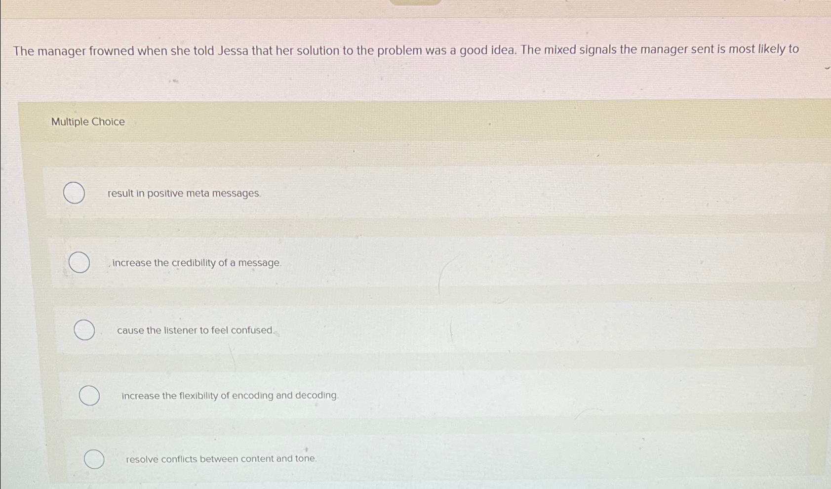 Solved The manager frowned when she told Jessa that her | Chegg.com