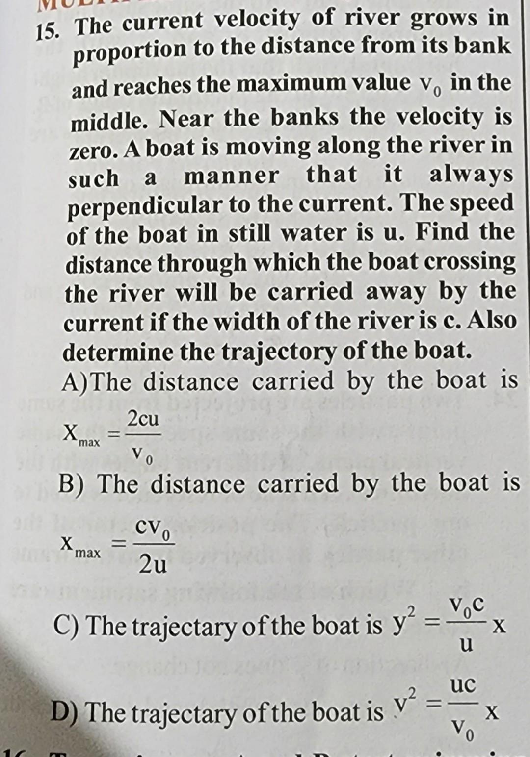 Solved 15 The Current Velocity Of River Grows In Proportion