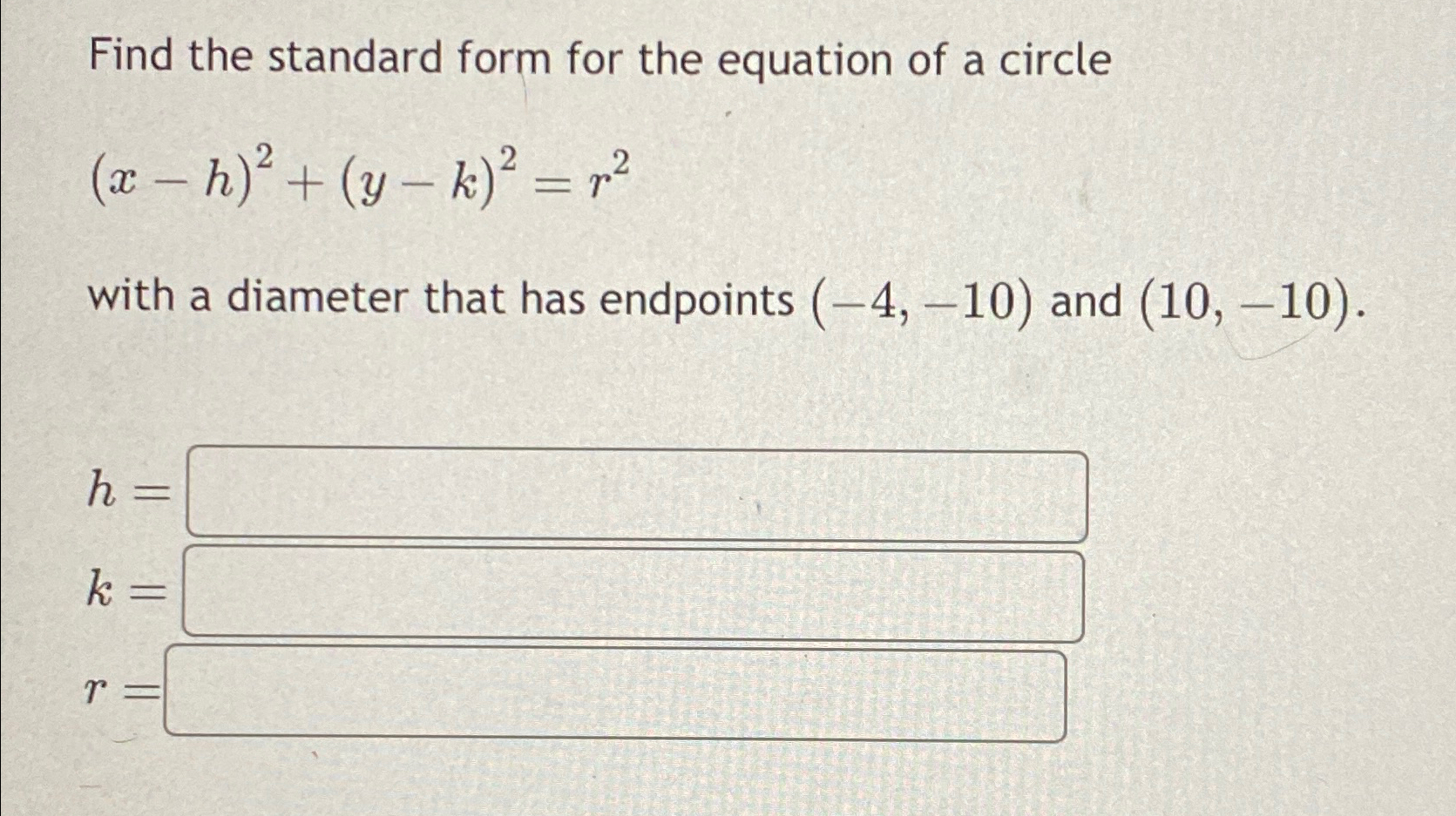 Solved Find the standard form for the equation of a | Chegg.com