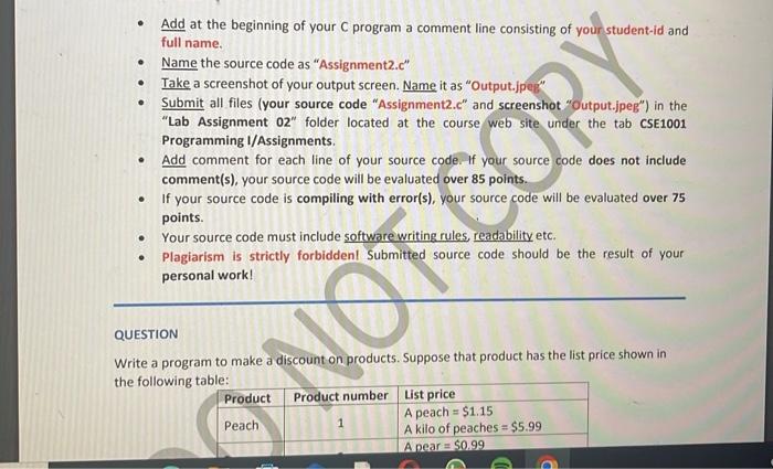 Solved - Add at the beginning of your C program a comment | Chegg.com