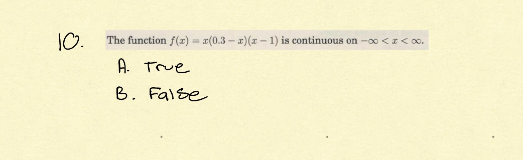 Solved The function f(x)=x(0.3-x)(x-1) ﻿is continuous on | Chegg.com