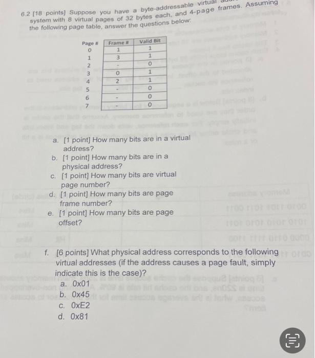 Solved 6 2 [18 Points] Suppose You Have A Byte Addressable