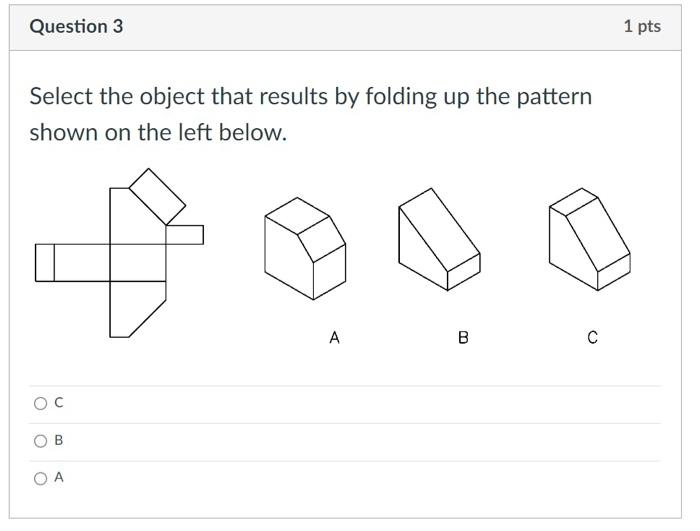 Solved Select the object that results by folding up the | Chegg.com