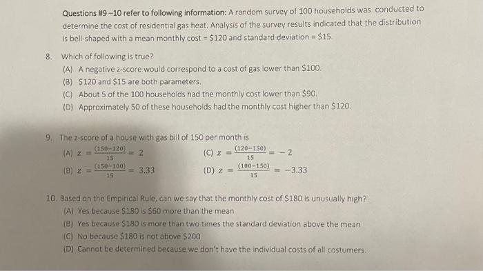 Solved Questions #9−10 refer to following information: A | Chegg.com