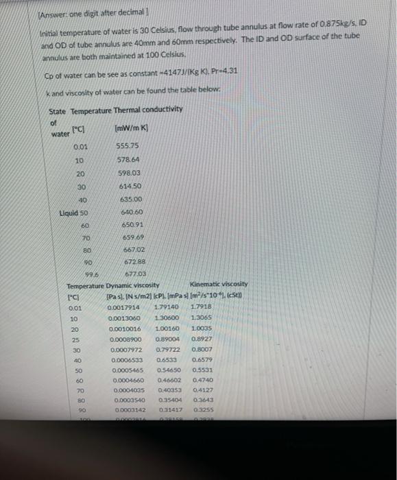 Solved Answer: one digit after decimal Initial temperature | Chegg.com