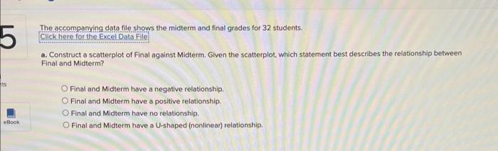 Solved The accompanying data file shows the midterm and | Chegg.com