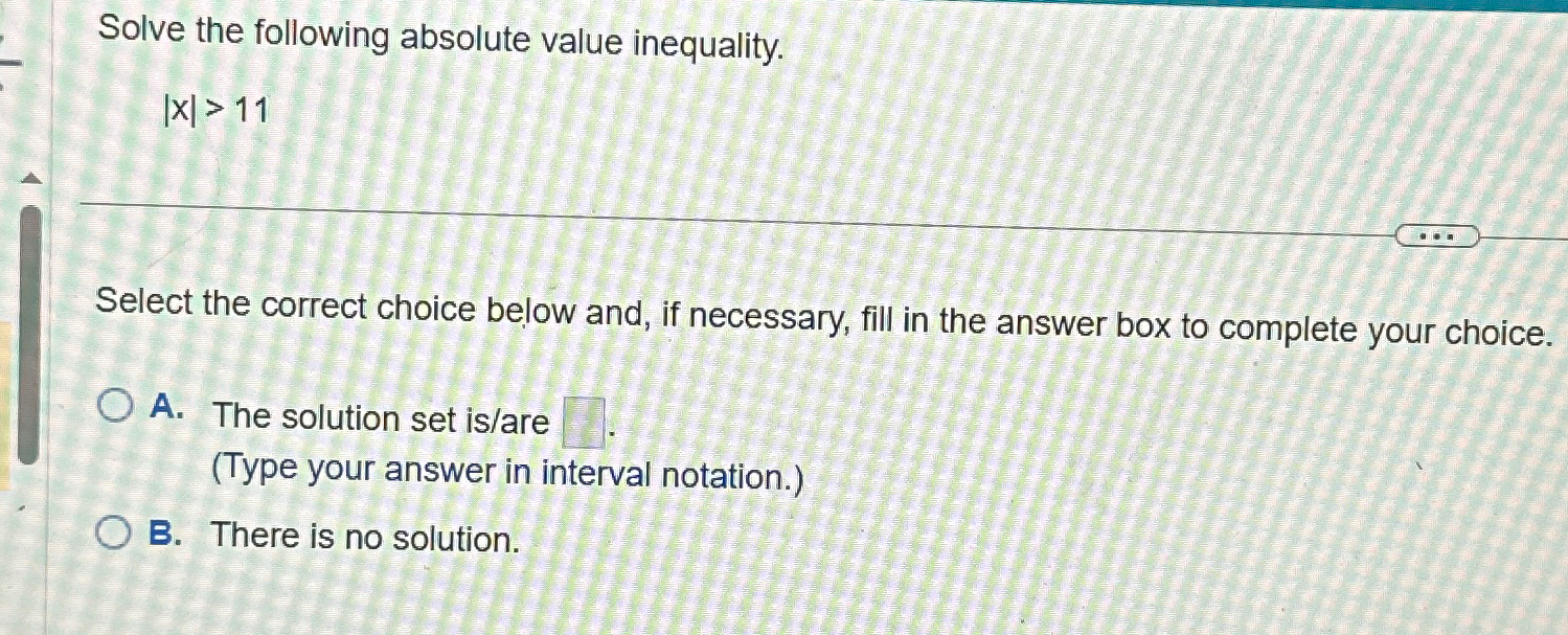 Solved Solve the following absolute value | Chegg.com