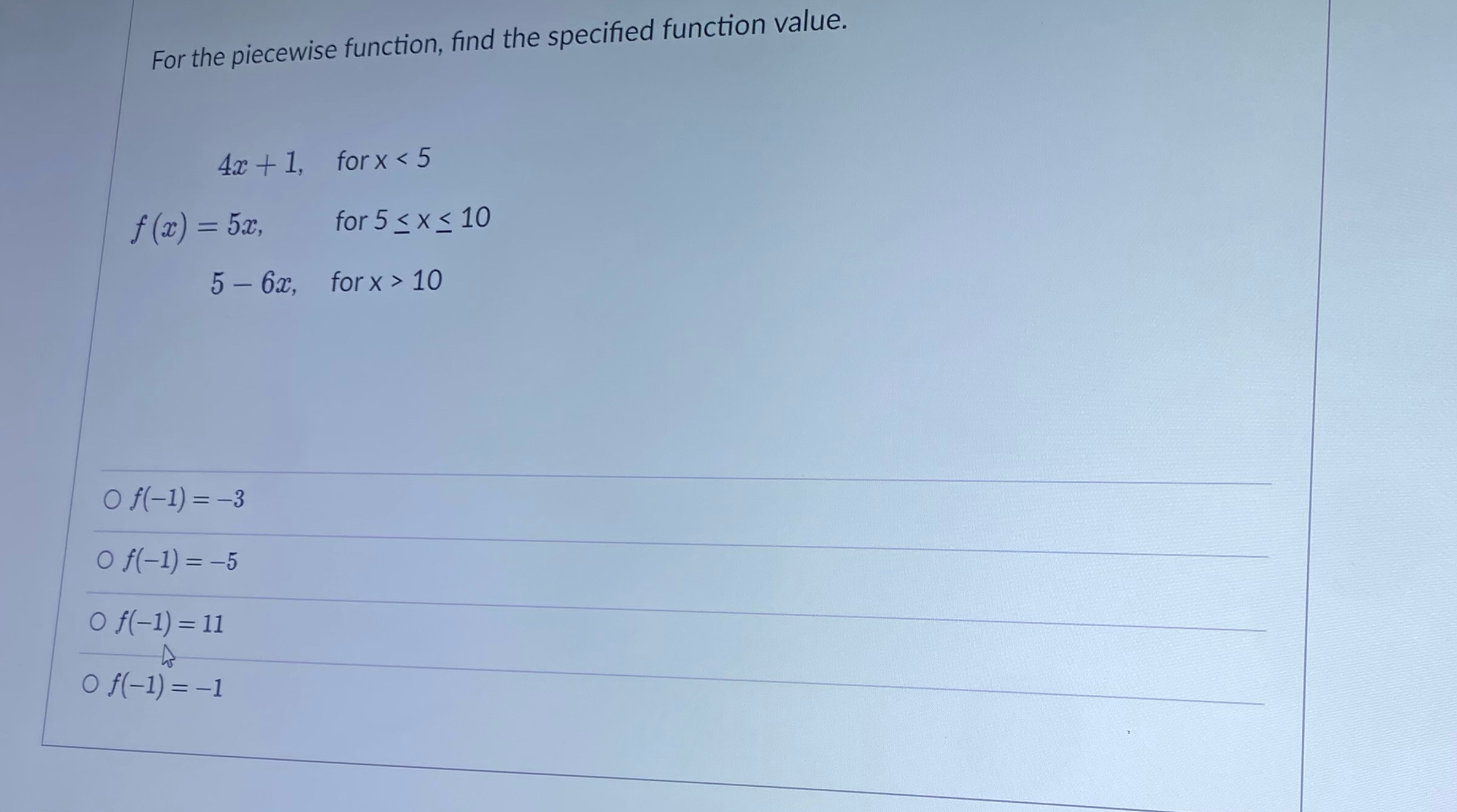 Solved For the piecewise function, find the specified | Chegg.com
