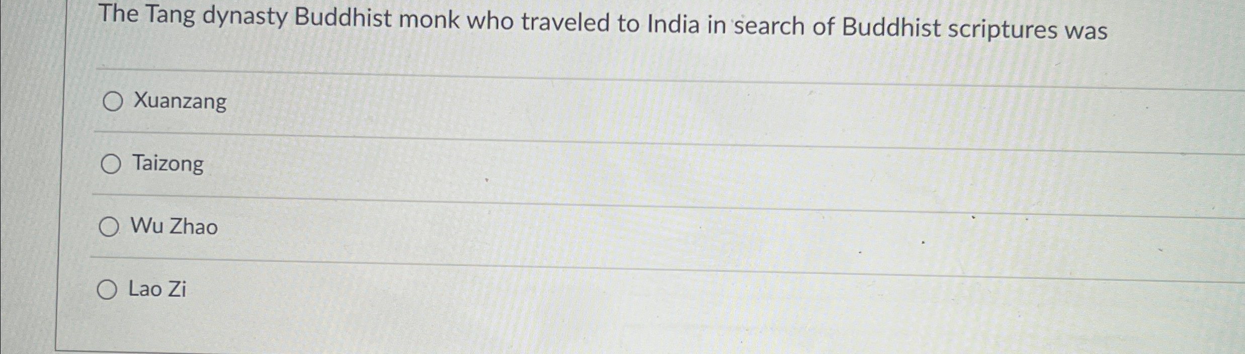 Solved The Tang dynasty Buddhist monk who traveled to India | Chegg.com