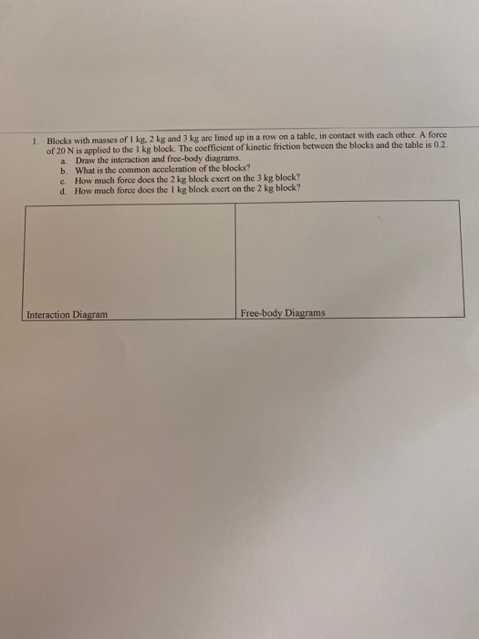 Solved 1 2 Blocks with masses of 1 kg 2 kg and 3 kg are | Chegg.com